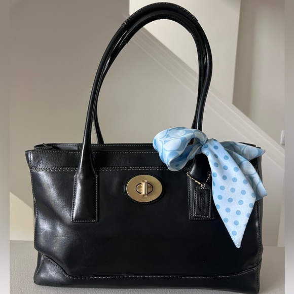 Coach | Bags | Coach Madeline Multipocket Satchel Black Leather Handbag ...